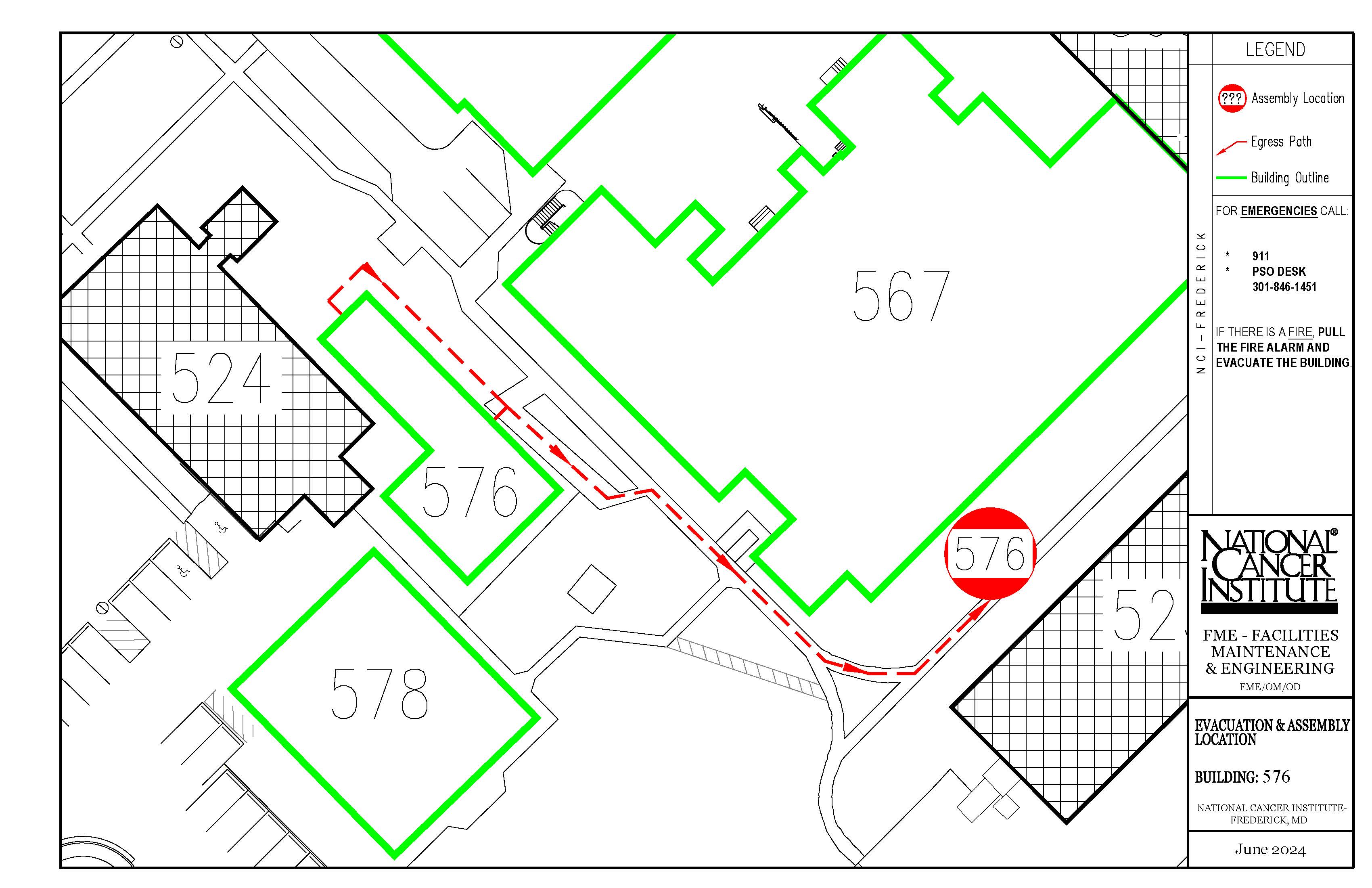 NCI at Frederick: NCI at Frederick Evacuation Map Text Version
